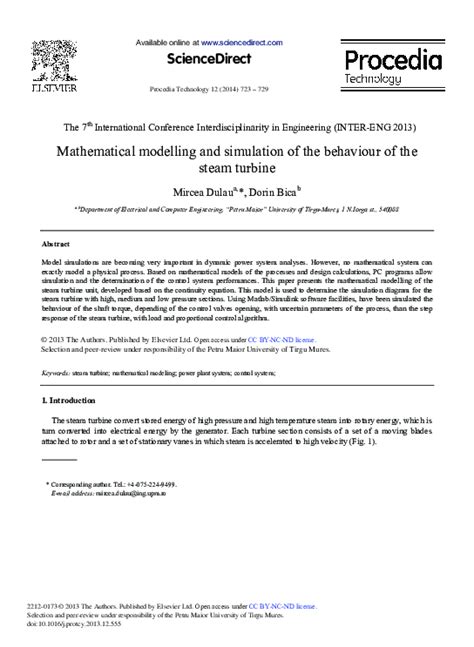 Pdf Mathematical Modelling And Simulation Of The Behaviour Of The