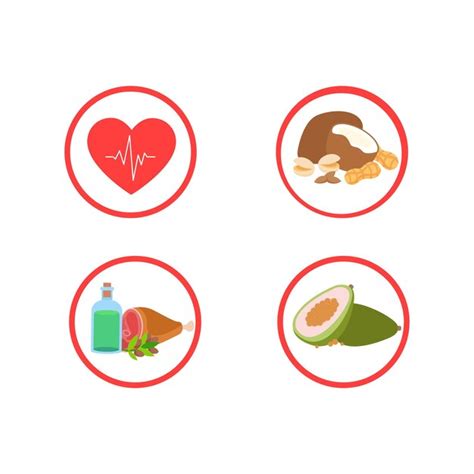 Healthy Food And Heart Health Icons Premium Vector