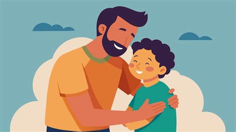 Um Pai E Um Filho Abraçados Com O Pai Dizendo Ao Filho O Quão Orgulhoso