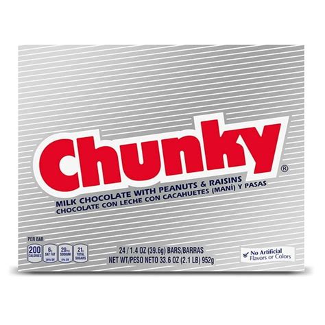 Chunky Candy Bar Milk Chocolate Raisins And Peanuts 14 Oz 24 Pack