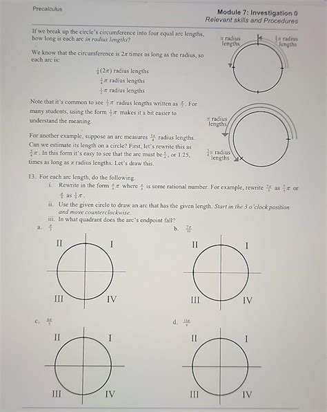 Solved Precalculus Module Investigation Relevant Skills Chegg