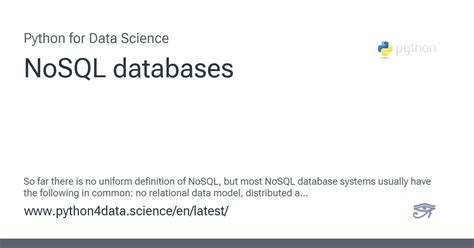 Nosql Databases Python For Data Science