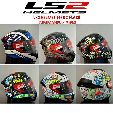 Ls2 Helmet Ff802 Flash Vibes Commando Full Face Shopee Malaysia