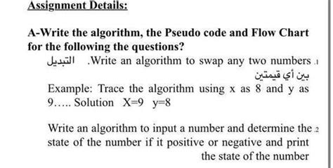 Solved Assignment Details A Write The Algorithm The Pseudo