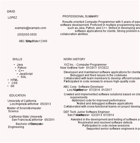 Great Computer Programmer Resume Examples LiveCareer
