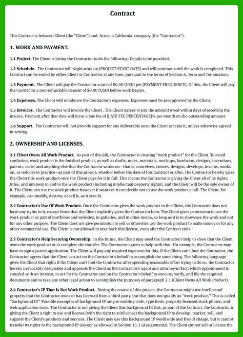 Free Self Employed Contract Template Free 2024 Updated Bonsai