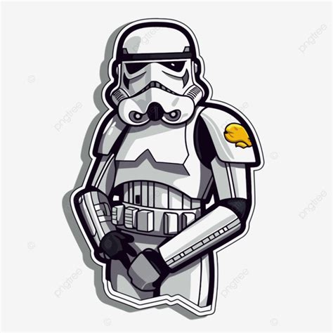 Small White Illustration Of A Star Wars Stormtrooper With Golden Helmet