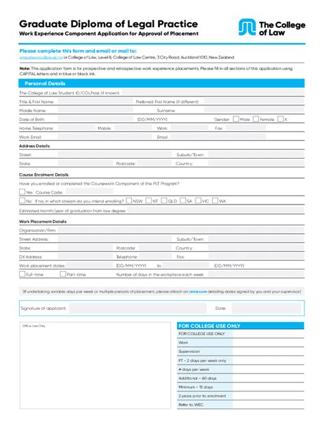 Fillable Online Plt Work Experience Application Form Oct20pdf Fax