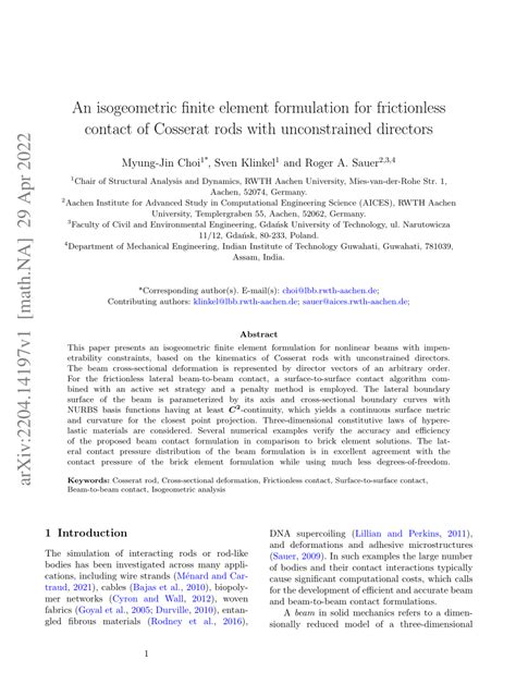 Pdf An Isogeometric Finite Element Formulation For Frictionless