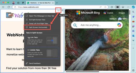 how to split edge browser screen vertically and horizontally webnots