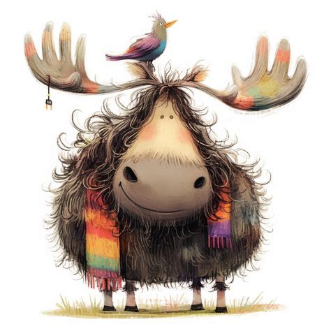 Quirky Moose Clip Art 12 High Res Watercolor S Junk Journals Scrapbooking Card Making