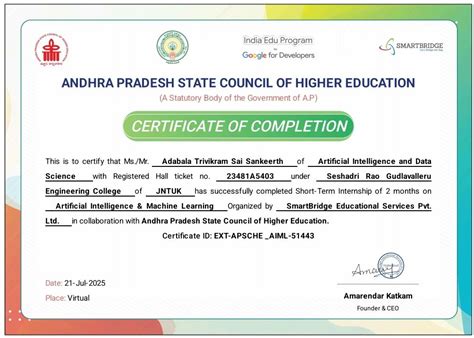 Excited Ai Machinelearning Internship Datascience