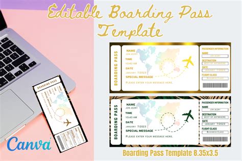 Editable Boarding Pass Canva Templates Graphic By Kozago · Creative Fabrica