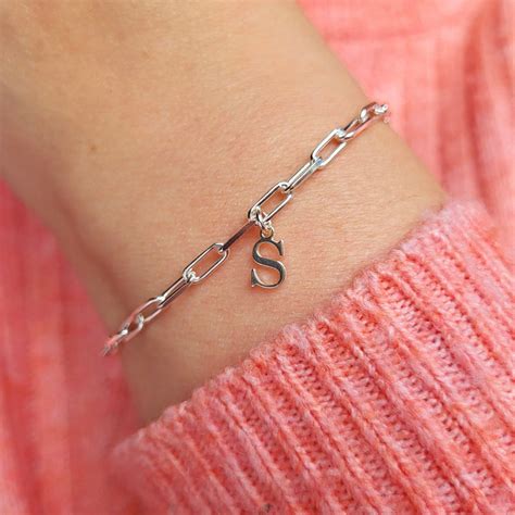 Initial Letter Bracelet Sterling Silver Bridesmaid Jewellery