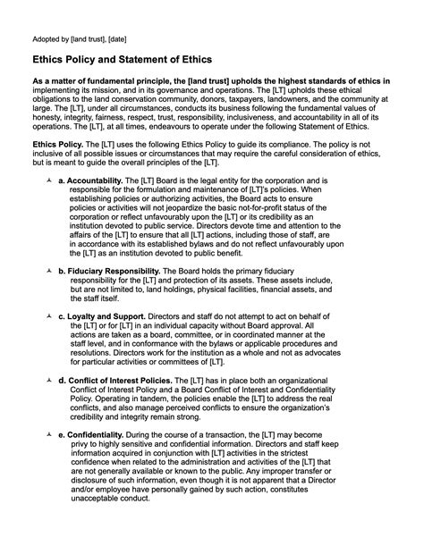 Ethics Policy And Statement Of Ethics Olta