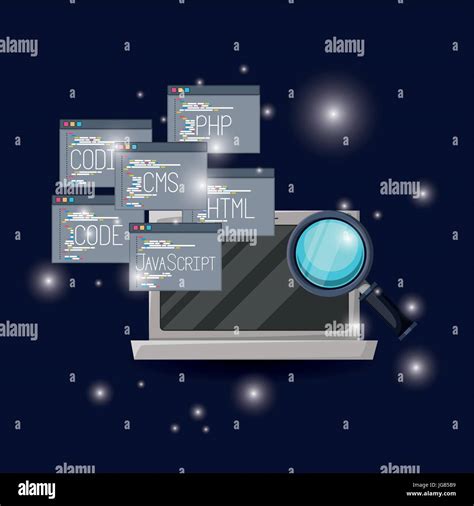 Blue Dark Background With Brightness Of Laptop And Set Program Windows