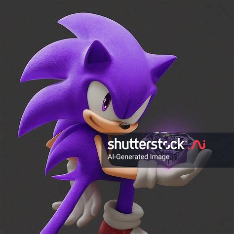 Purple Sonic Holding Purple Emerald Chaos Ai Generated Image 2420951005