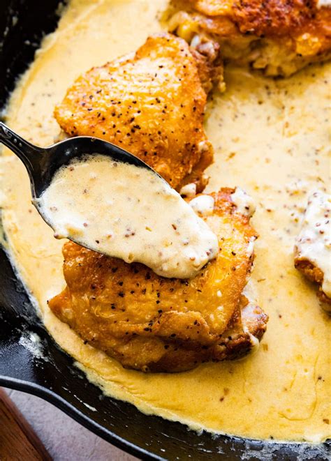 Chicken Thighs With Creamy Mustard Sauce Recipe Cucina By Elena