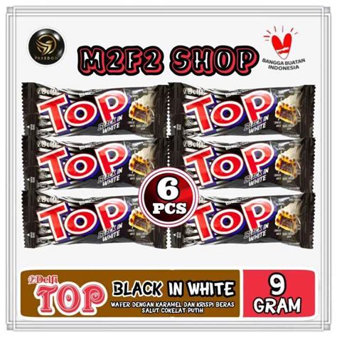 Jual Delfi Wafer Top Black In White Cokelat Susu 9 Gr Kemasan 6