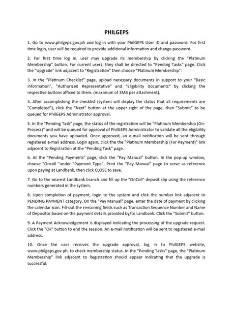 Philgeps Procedure Pdf Login Computing