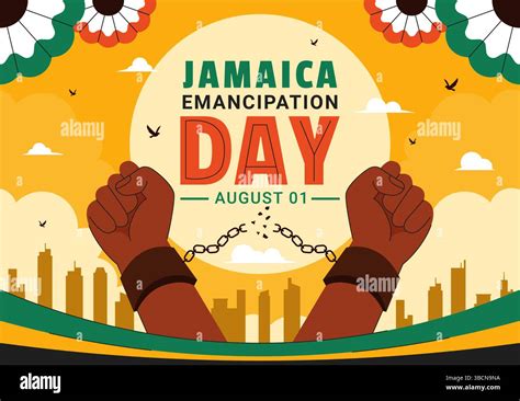 Vector Illustration Of Jamaica Emancipation Day On August 1st Featuring