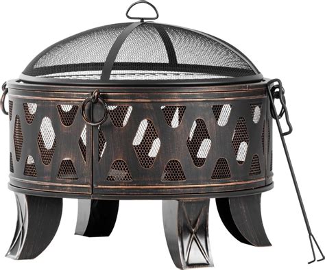 Beeyla Outdoor Fire Pit With Spark Screen Outdoor Fireplace With Mesh