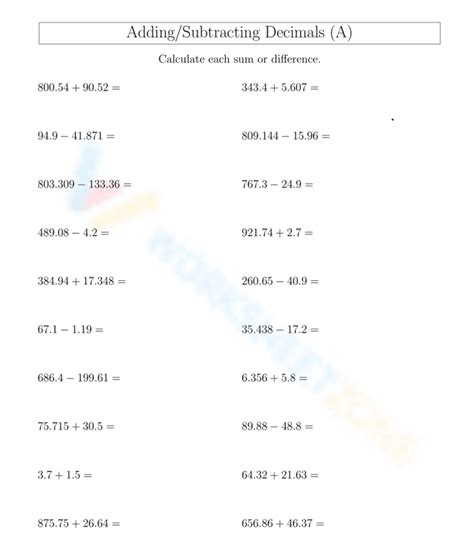 Math Made Easy Our Favorite Adding And Subtracting Decimals Worksheets