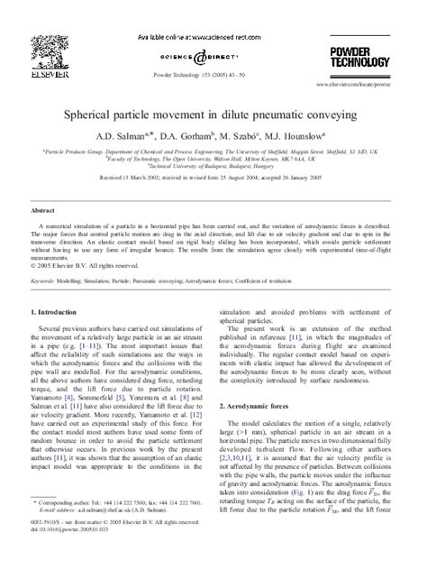 Pdf Spherical Particle Movement In Dilute Pneumatic Conveying