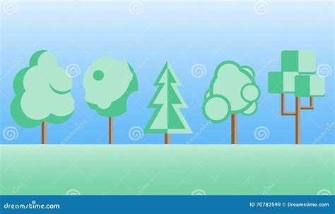 Flat Design Trees Set Stock Vector Illustration Of Modern