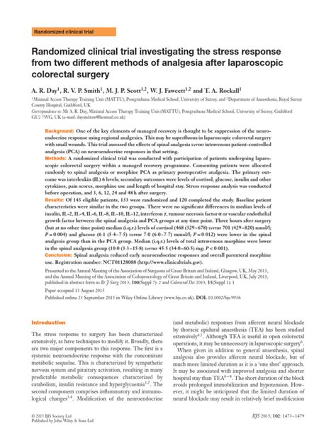 Randomized Clinical Trial Investigating The Stress Response From Two
