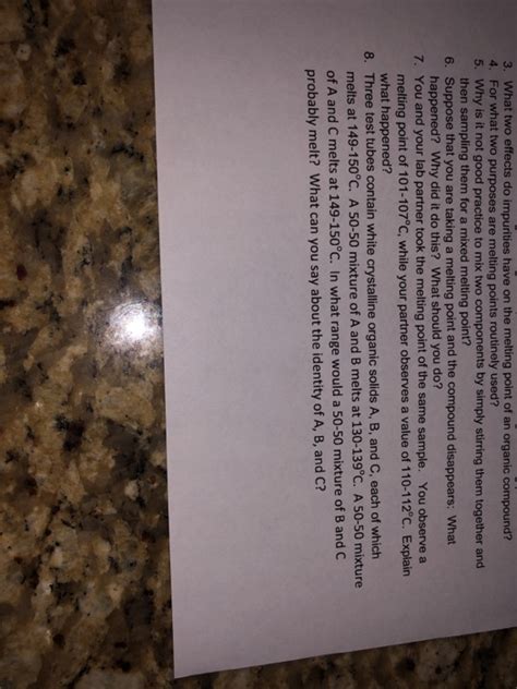 Solved 3 What Two Effects Do Impurities Have On The Melting