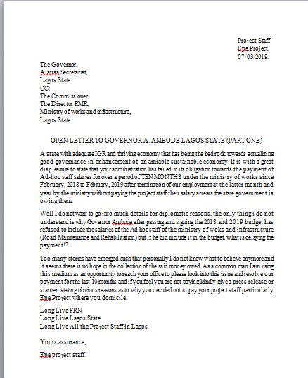 Open Letter To Governor Ambode A Of Lagos State Politics Nigeria
