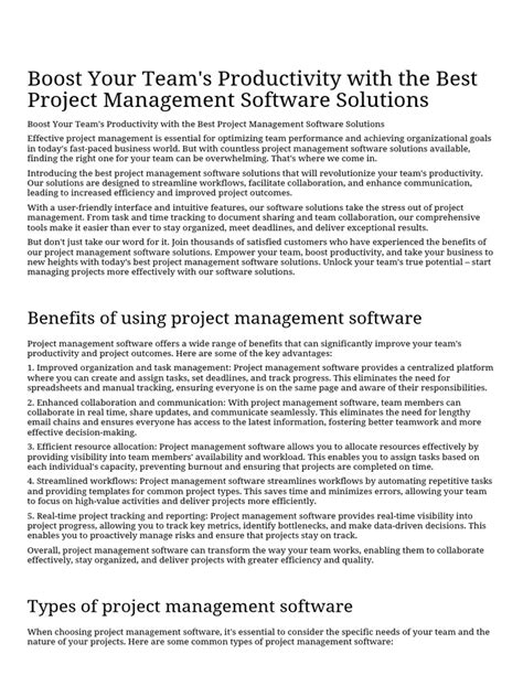 Boost Your Teams Productivity With The Best Project Management
