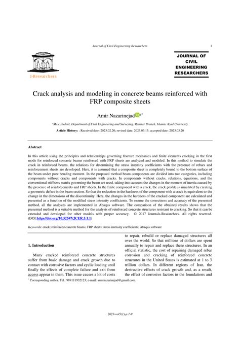 Pdf Crack Analysis And Modeling In Concrete Beams Reinforced With Frp Composite Sheets