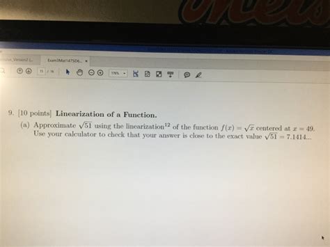 Solved Approximate Squareroot 51 Using The Linearization 12