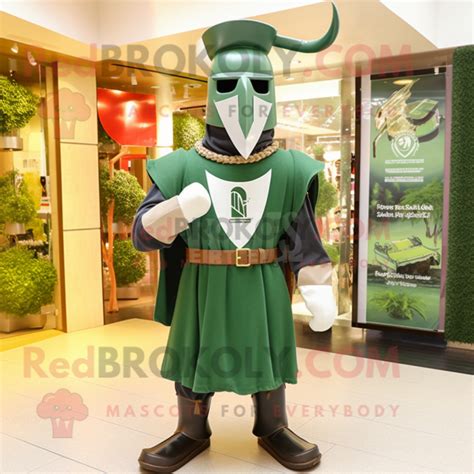 Forest Green Medieval Knight Mascot Costume Character Dressed With A