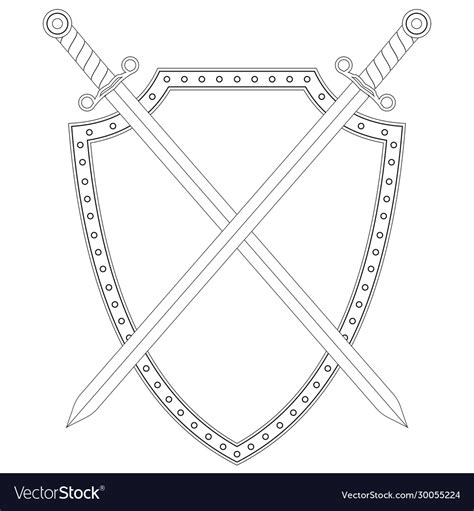 Shield And Sword Outline