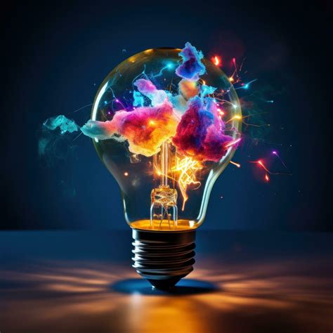 Exploding Colorful Light Bulb Represents New Ideas And Brainstorming