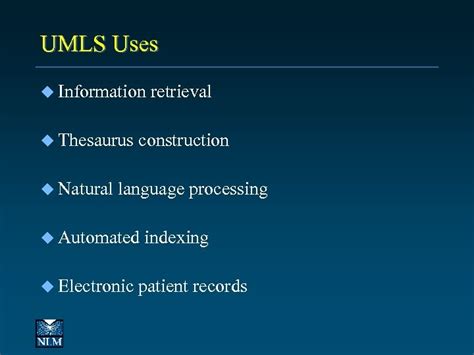 Unified Medical Language System Umls Nlm Presentation Theater