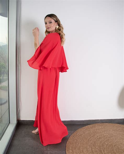 Vestido De Fiesta Largo Iris Rojo Mi Placard