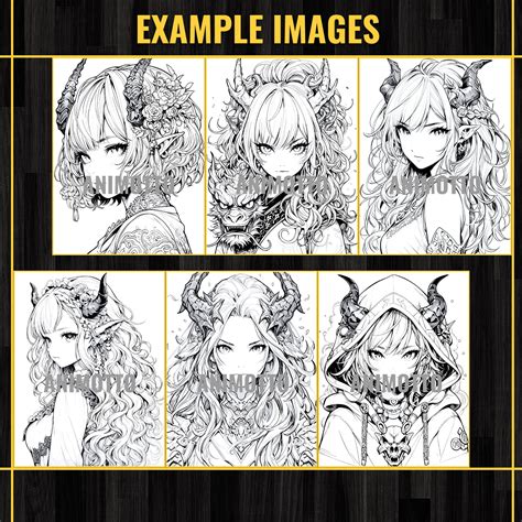 Anime Devil Girls Adult Coloring Book 80 Devil Coloring Etsy