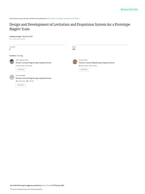 Design And Development Of Levitation And Propulsion System For A