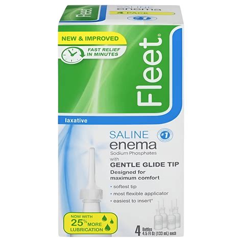 Fleet Saline Enema 4 Pack 18 Oz Sodium Phosphate Solution For Adults