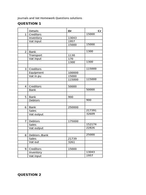 Journals And Vat Homework Questions Solutions Pdf Value Added Tax