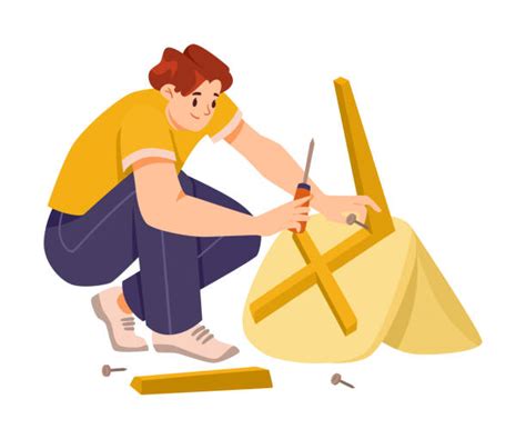 90 Man Manual Assembling Furniture Stock Illustrations Royalty Free