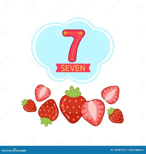 Number 6 Strawberry Font Red Berry Lettering Six Alphabet Fruits Abc