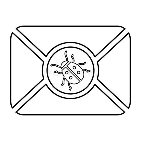 Malware Email Icon In Outline Style Stock Vector Illustration Of