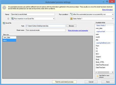 How To Arrange Separately Captured Text Values Into One Parsing Email