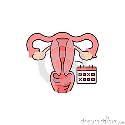 Uterine Myoma Color Line Icon Gynecology Problem Vector Illustration