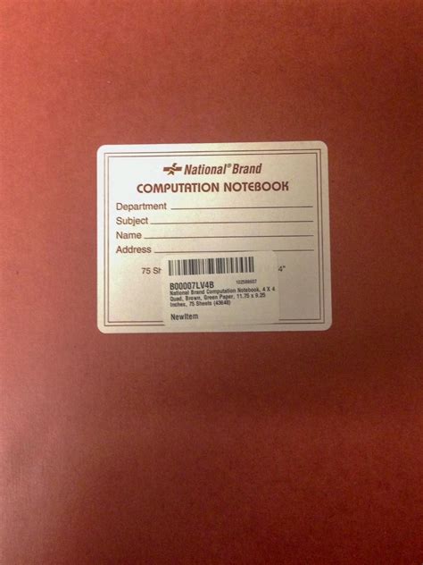 national brand computation notebook 4 x 4 quad brown green paper 11